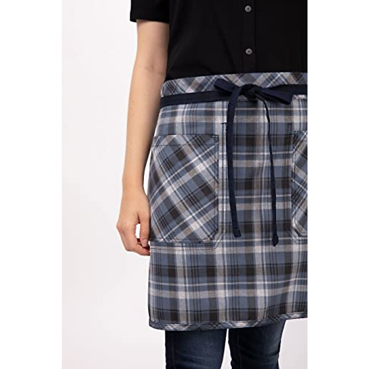 Chef Works Unisex Olympia Half Bistro Apron, Navy, One Size