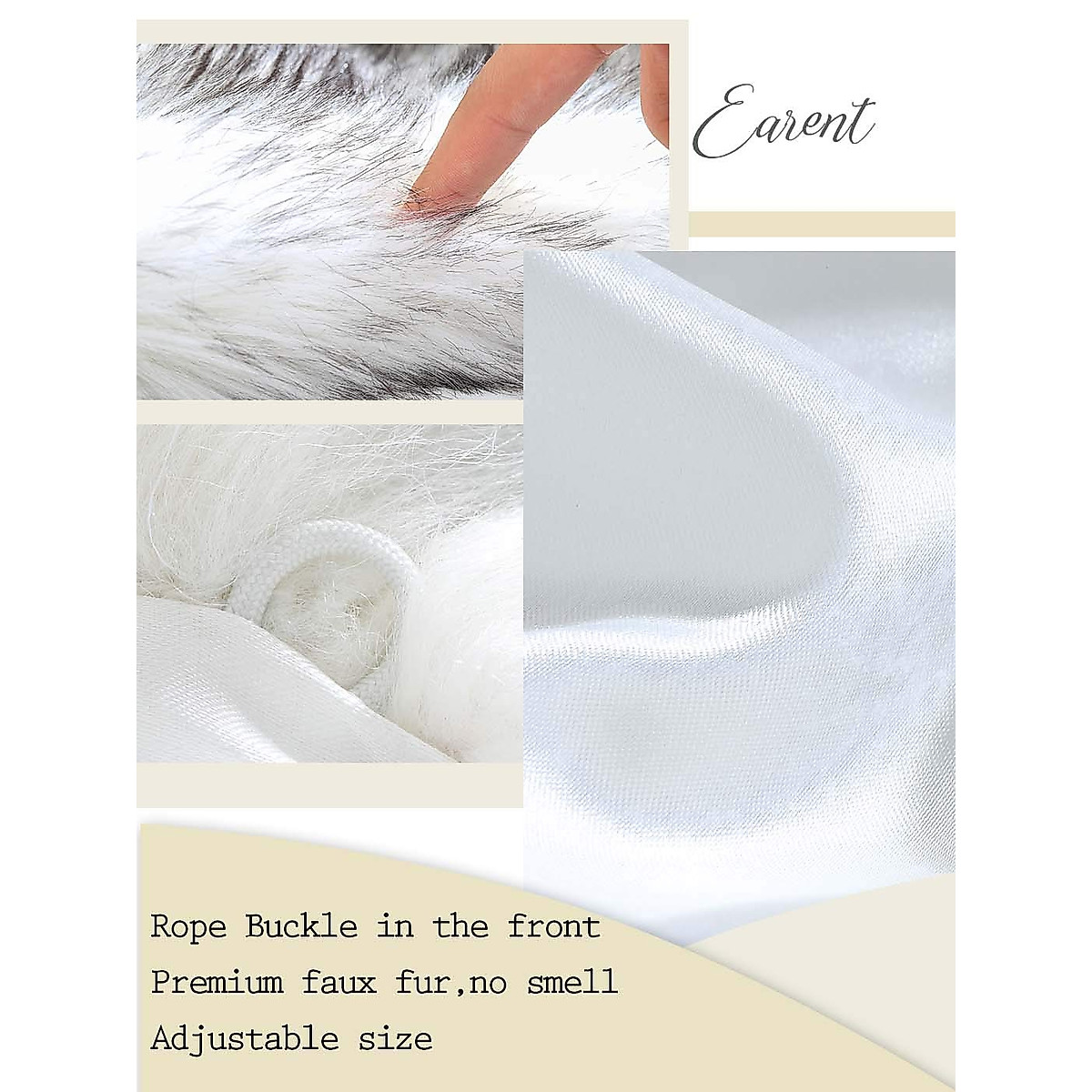 EARENT Women's Faux Fur Shawls and Wraps 1920s Bride Wedding Fur Scarf Bridal Fur Stoles for Brides and Bridesmaids (White+Black)