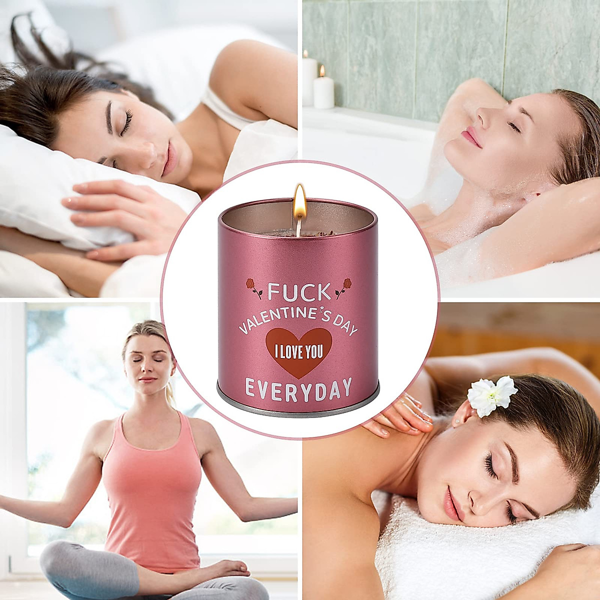 Valentines Day Gifts for Her, Funny Romantic Naughty Gifts for Her Tin Soy Candles Stress Relief Unique Gifts Ideas for Girlfriend Wife Women, 9oz Scented Candles