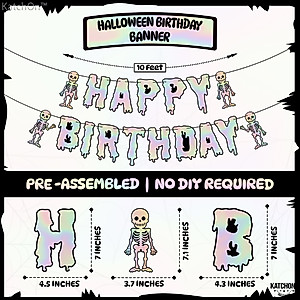 KatchOn, Iridescent Silver Halloween Birthday Banner - 10 Feet, No DIY | Halloween Happy Birthday Banner, Halloween Birthday Party Decorations | Happy Halloween Birthday Banner, Halloween Decorations