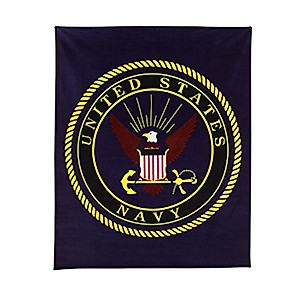 Rothco Military Insignia Fleece Blankets, 50" x 60", Navy