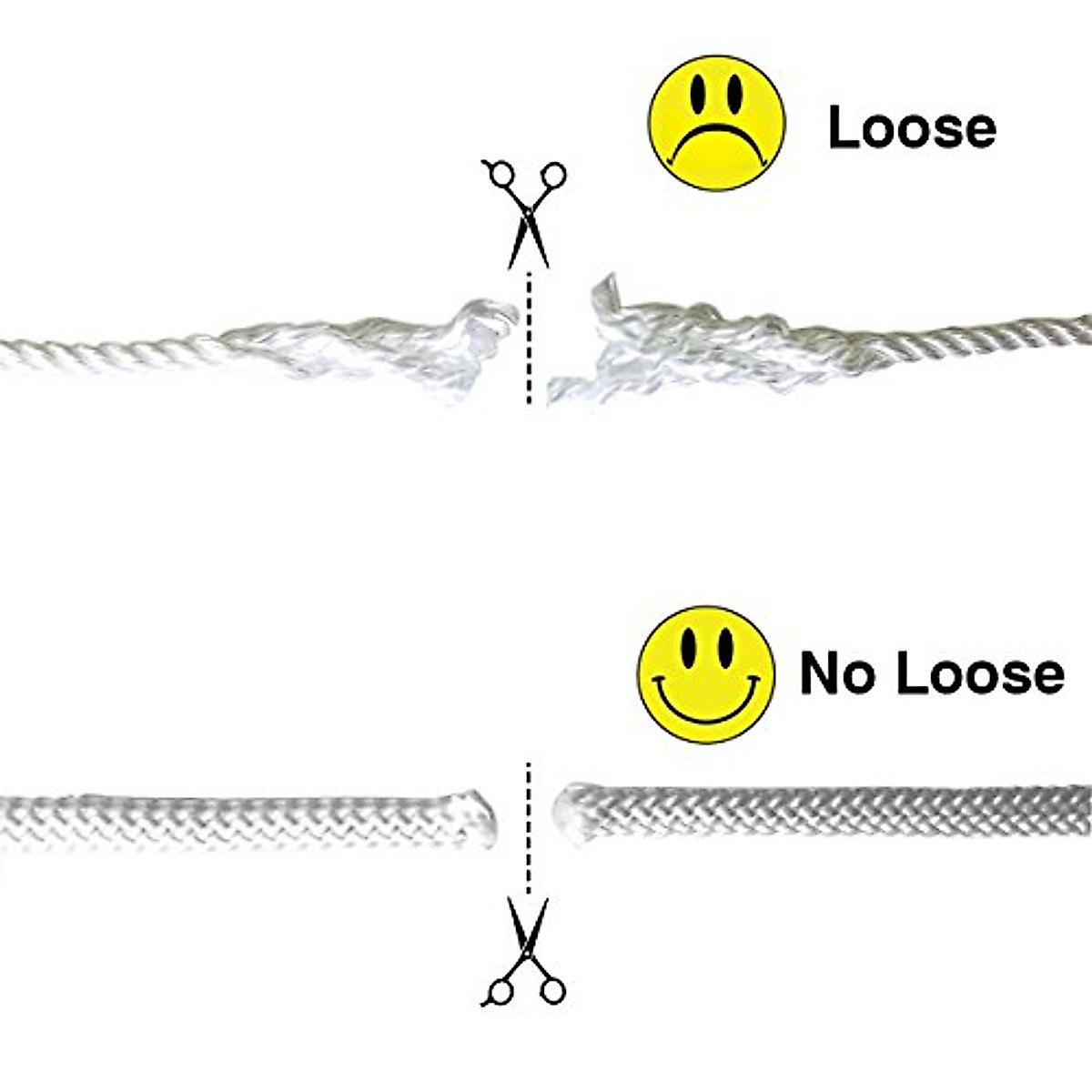 COCONUT Sun Shade Sail Flagpole Heavy Duty Outdoor UV Block 100% Polyester Braided White Long Rope 1/4 Inch 50 Feet