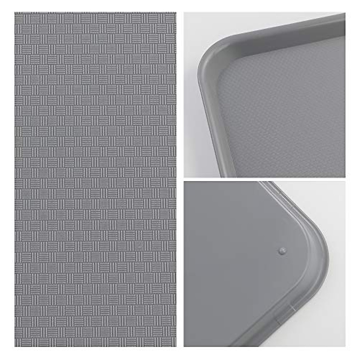 Vcansay Larger Plastic Fast Food Restaurant Serving Trays, Grey, 6 Packs