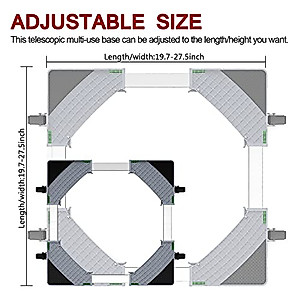 HQO LOVL Fridge Stand Mobile Base with 8 Locking Wheels and 4 Strong Feet, 19.7”-27.5” Adjustable Furniture Dolly for Washer Dryer Washing Machine Stand Pedestal, Refrigerator Stand(KBN-14GRAY)