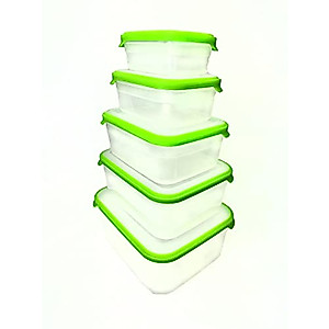 HELSIM Green 10-Piece Containers Set with Lids for Storage, Lunch, and Meal Prep, Dishwasher & Microwave Safe