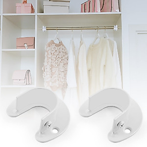 Suiwotin 2 Packs Stainless Steel Closet Rod End Supports 1-1/3 Inch Wardrobe Bracket Heavy Duty Closet Pole Sockets Flange Rod Holder, U-Shaped with Screws, White