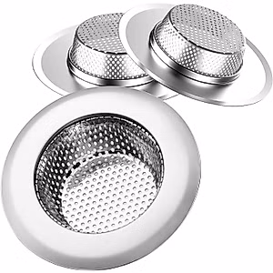 Drain Hair Catcher(3 Pack), Shower Drain Cover for Bathtub, Kitchen Sink Strainer, Stainless Steel Bathroom Sink, Drain Stopper Sizes 4.5"
