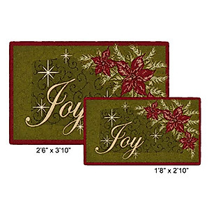 Brumlow MILLS Poinsettia Joy Holidays Washable Festive Floral Indoor or Outdoor Christmas Rug for Living or Dining Room, Bedroom and Kitchen Area, 30" x46" , Green