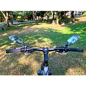 MEACHOW New Scratch Resistant Glass Lens,Handlebar Bike Mirror, Rotatable Safe Rearview Mirror, Bicycle Mirror,(Blue Left Side) ME-010LB