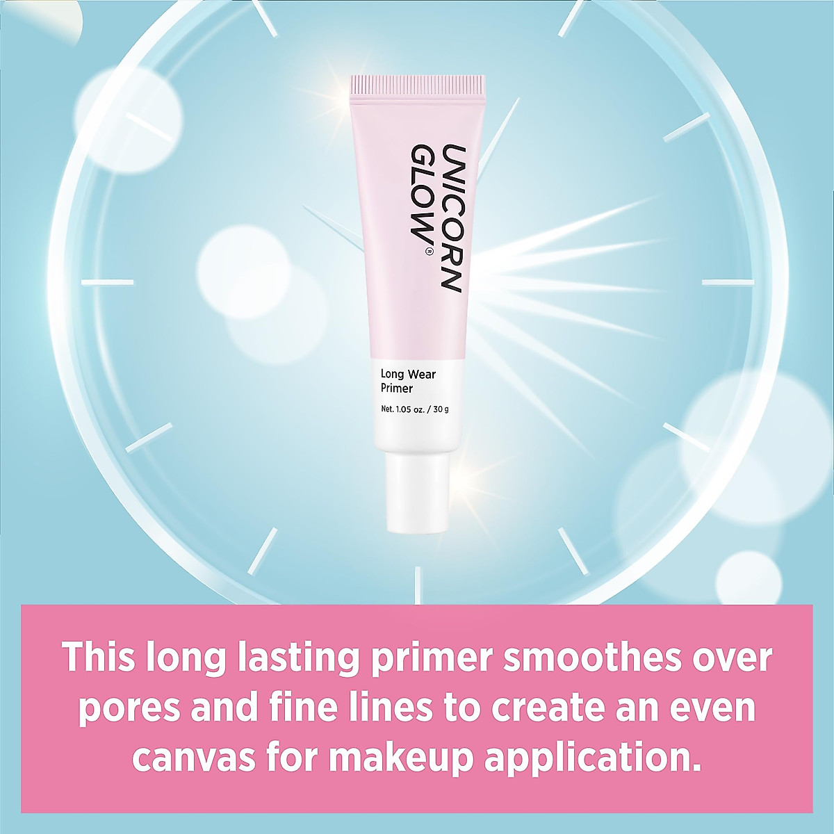 UNICORN GLOW Long Wear Primer - Pore Cover Flawless Poreless Long lasting Face Makeup Base Primer Pore Minimizer, Fine line wrinkle eraser for Normal to Dry skin 1.06 oz./ 30 g