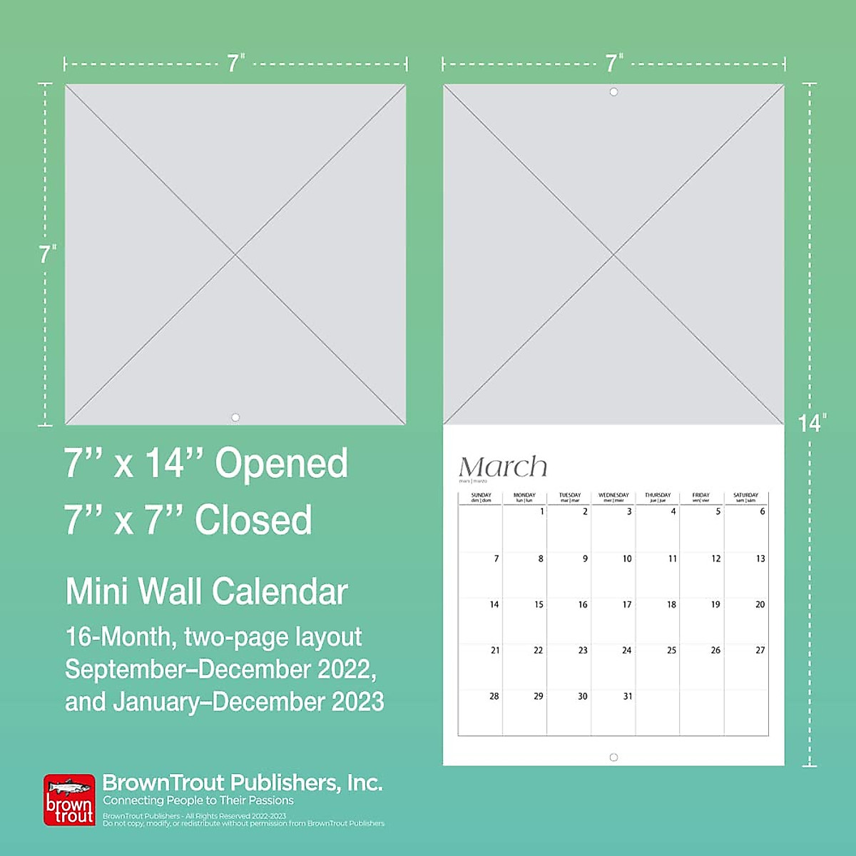 Dog Man | 2023 7 x 14 Inch Monthly Mini Wall Calendar | BrownTrout | DogMan Canine Book