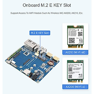 WIFI6 Dual Ethernet Base Board for Compute Module 4, Compatible with WiFi AX210 & AX200 Module,Onboard Gigabit Ethernet RJ45 Connector x1, 100M Ethernet RJ45 Connector x 1,CSI-2 Camera Port x2,etc