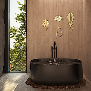 BENECREAT 9pcs Decorative Leaves Iron Hooks, 9 Style Feather/Maple Leaf Wall Mounted Hangers Gold Coat Hooks for Hanging Key, Towel, Coat, Photo Frame, Hat, Bag and Umbrella