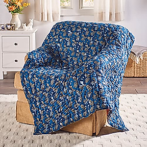 ART & ARTIFACT Cats Quilted Blanket, Colorful Throw Blanket, 100% Cotton Throw Quilt, 50" x 65"