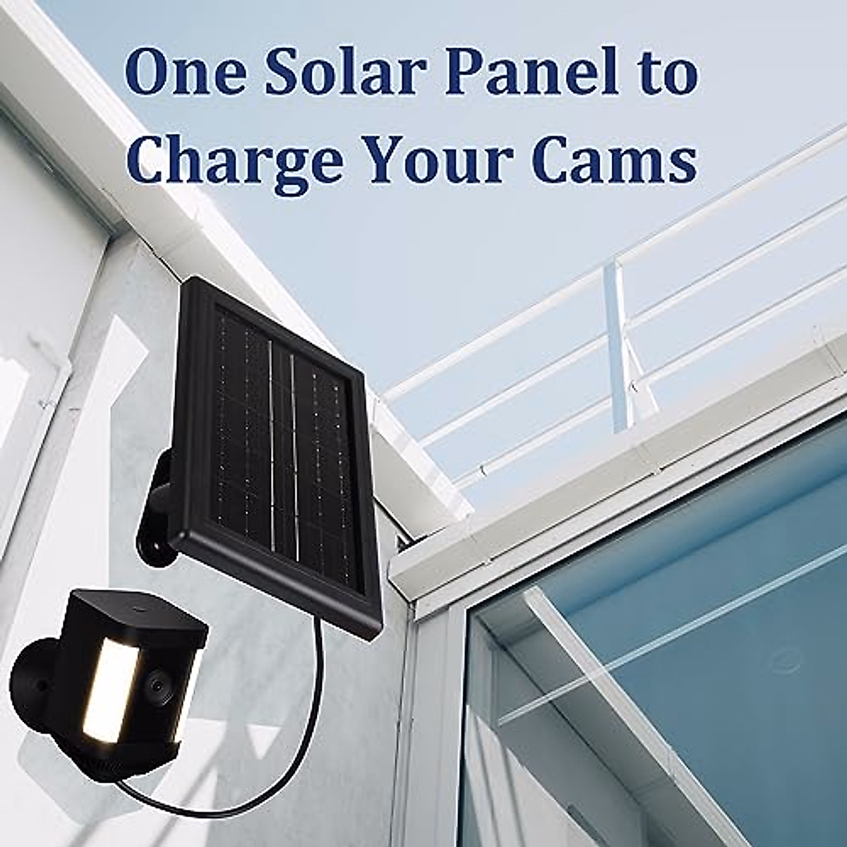 BOBUY Ring Camera Solar Panel Charger, 5V Solar Charger Compatible with Ring Spotlight Cam/Ring Stick Up Cam Battery Outdoor Wireless Ring Surveillance Camera, 16.4ft Cable (2 Pack, Black)