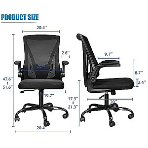 Foldable Executive Mesh Office Chair Ergonomic Swivel Task Computer Desk Chair (Black)