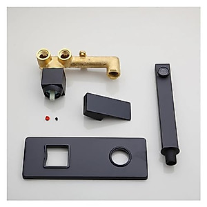 HOONWEAR Kitchen Tap Bathtub Faucet Hot Cold Waterfall Wall Mounted Water Tap, Black Chrome Bathroom Sink Faucet Mixer Taps (Color : Nero, Size : 1) Mixer Tap Faucet, CF001