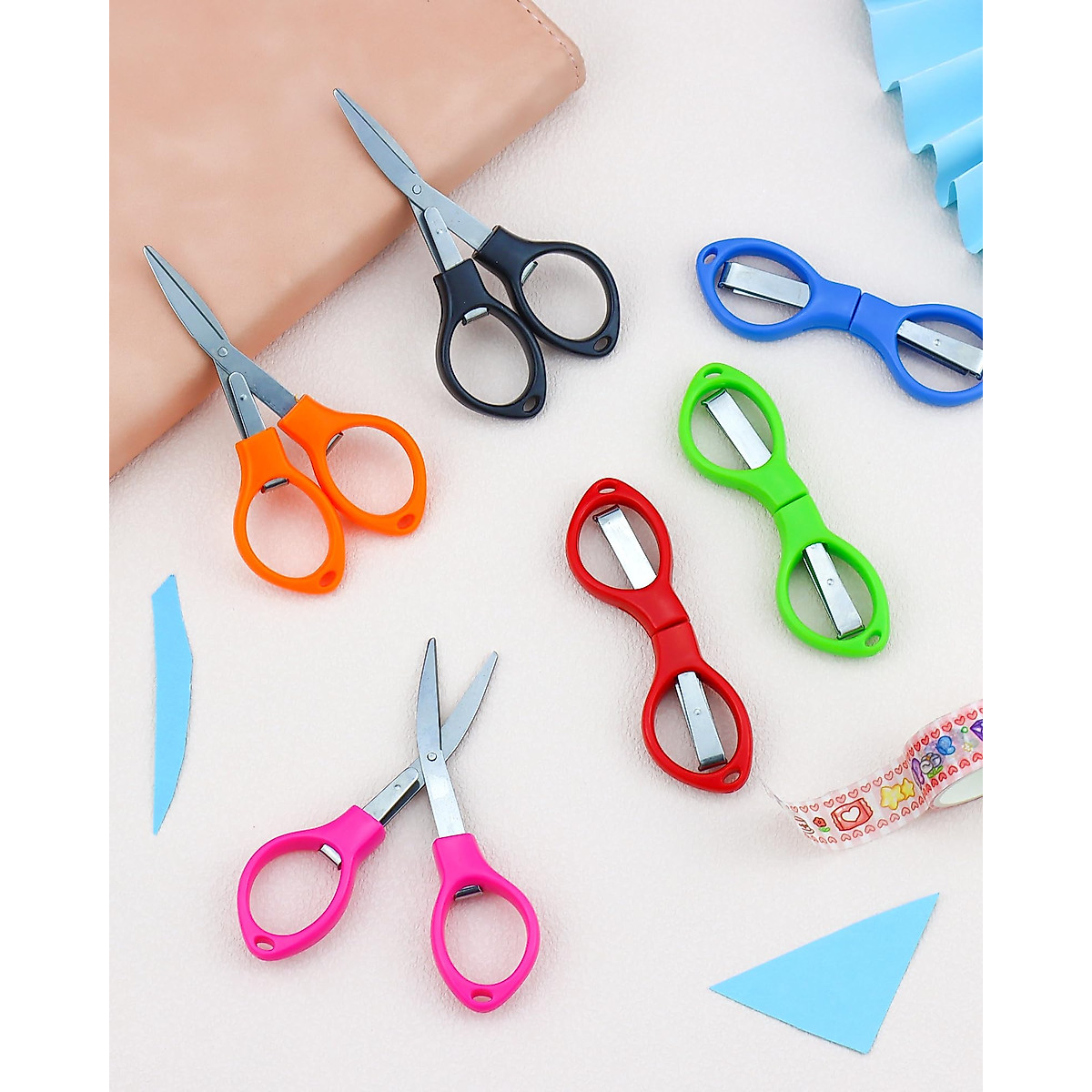 YETOOME 6 Pcs Folding Scissors, Small Stainless Steel Foldable Scissors, Portable Mini Travel Scissors for Home Travel School Office