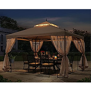 ABCCANOPY Patio Outdoor Gazebo 10X10 - Gazebo Canopy with Netting and Corner Frame Screen Wall for Backyard,Garden Gazebo Lawn (Khaki)