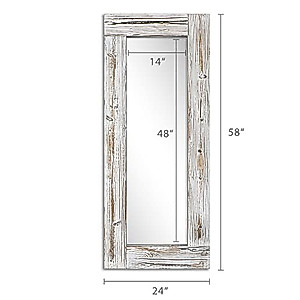 Barnyard Designs Rustic Farmhouse Full Length Mirror - Wood Frame Floor Standing Bedroom Mirror (58" x 24" / White)