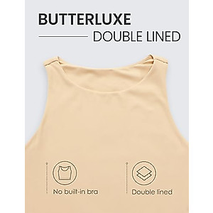 CRZ YOGA Womens Butterluxe Double Lined Cropped Tank Tops High Neck Racerback Tanks Sleeveless Casual Workout Crop Top Tan Milkshake Small