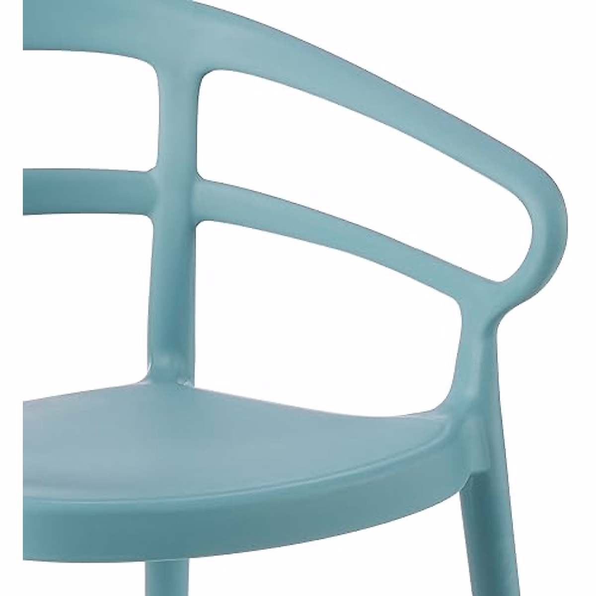 Amazon Basics Light Blue, Curved Back Dining Chair-Set of 2, Premium Plastic
