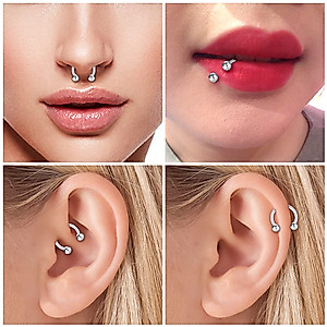 D.Bella 16G 10mm Surgical Steel Nose Septum Horseshoe Hoop Eyebrow Lip Navel Belly Nipple Piercing Ring 10mm Helix Tragus Daith Rook Earrings Replacement Spikes