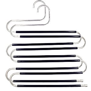 Skroad Pants Hangers Space Saving,2 Pack S-Type Non-Slip Stainless Steel Clothes Pants Hangers Closet Organizers and Storage, Closet Organizer Hanger Organizer for Scarf Jeans Trousers Towels Leggings