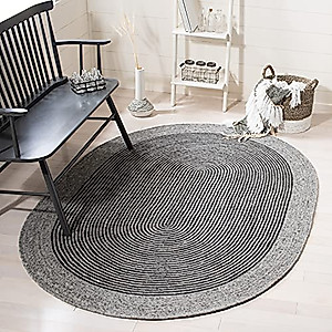 SAFAVIEH Braided Collection 8' x 10' Oval Grey/Black BRD904F Handmade Country Cottage Reversible Wool Entryway Foyer Living Room Bedroom Kitchen Area Rug