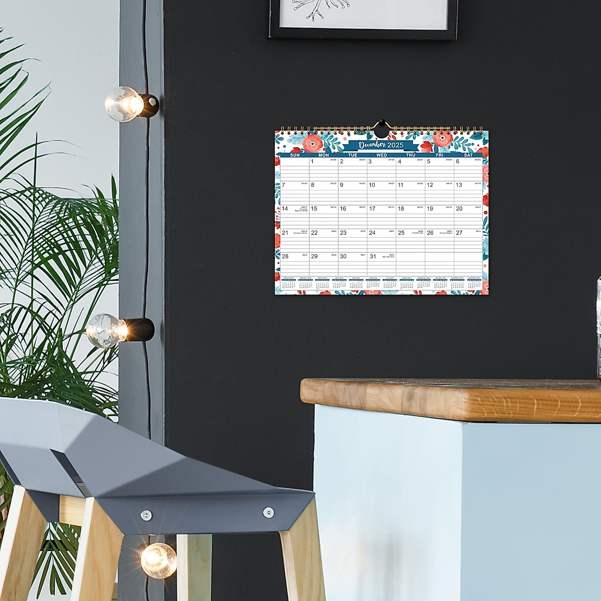 2025-2026 Wall Calendar - 18 Months Wall Calendar 2025-2026 from Jul. 2025 - Dec. 2026, 11" x 8.5", Twin-wire Binding, Ruled Blocks with Julian Dates