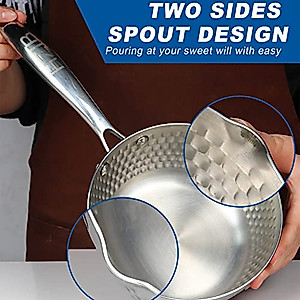 HZIB Saucepan,Two Side Spouts for Easy Pour,Ergonomic Handle, Multipurpose Sauce Pan with Lid, Yukihira Sauce pan,Pots Use for Home Kitchen or Restaurant - 2 Quart