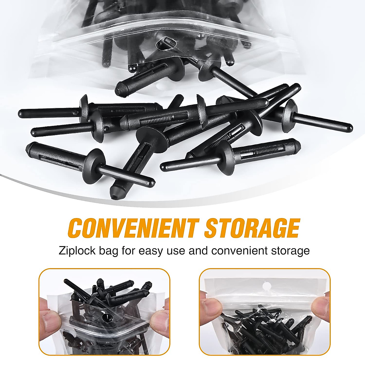 GOOACC 50Pcs 1/4" Hole Nylon Blind Rivets Fender Flare Bumper Door Trim Plastic Rivet Retainer Compatible with Chrysler 6501559, 6506007AA GM 10184895 Ford N803862-S