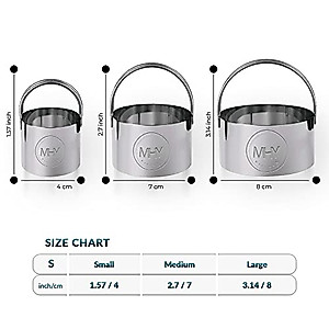 MHY KITCHEN Biscuit Cutters for Baking - Set of 3 Premium Quality Stainless Steel Circle Cookie Cutters with Double Handles for Round Cookies, Donuts and Dough Cutting - Professional Baking Dough Tool