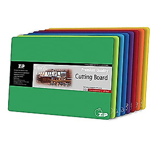 ZVP Flexible Plastic Cutting Board Mats Set of 8, Colorful Chopping Boards with Food Icon for Kitchen, BPA Free, Non-Slip Back, Dishwasher Safe, Non Porous