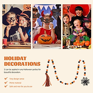 IMIKEYA Halloween Wooden Beads Garland: Farmhouse Wood Bead Garland for Tiered Tray Farmhouse Beads Hanging Wood Bead Garland with Tassels Rustic Beads for Coffee Table Halloween Party Decor