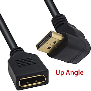 Poyiccot Displayport Extension Cable, 90 Degree Displayport Extender Up Angle Displayport Male to Female DP to DP Extension Adapter Cable Gold Plated 30 CM/12inch