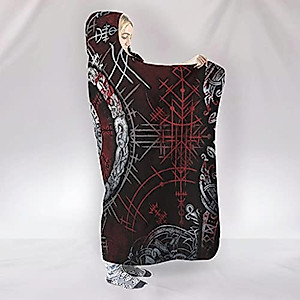 Khcbts Hooded Blanket Viking Fleece Throw Blanket with Hood Wearable Hooded Throw Blanket for Watch TV White 60x80 inch