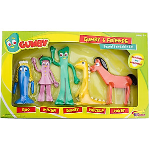 NJ Croce Gumby & Friends Action Figure Boxed Set Multicolor Gumby Toy Gift Flexible and Poseable Gumby Gift for Kids Gumby Toy Durable Classic Toy Set