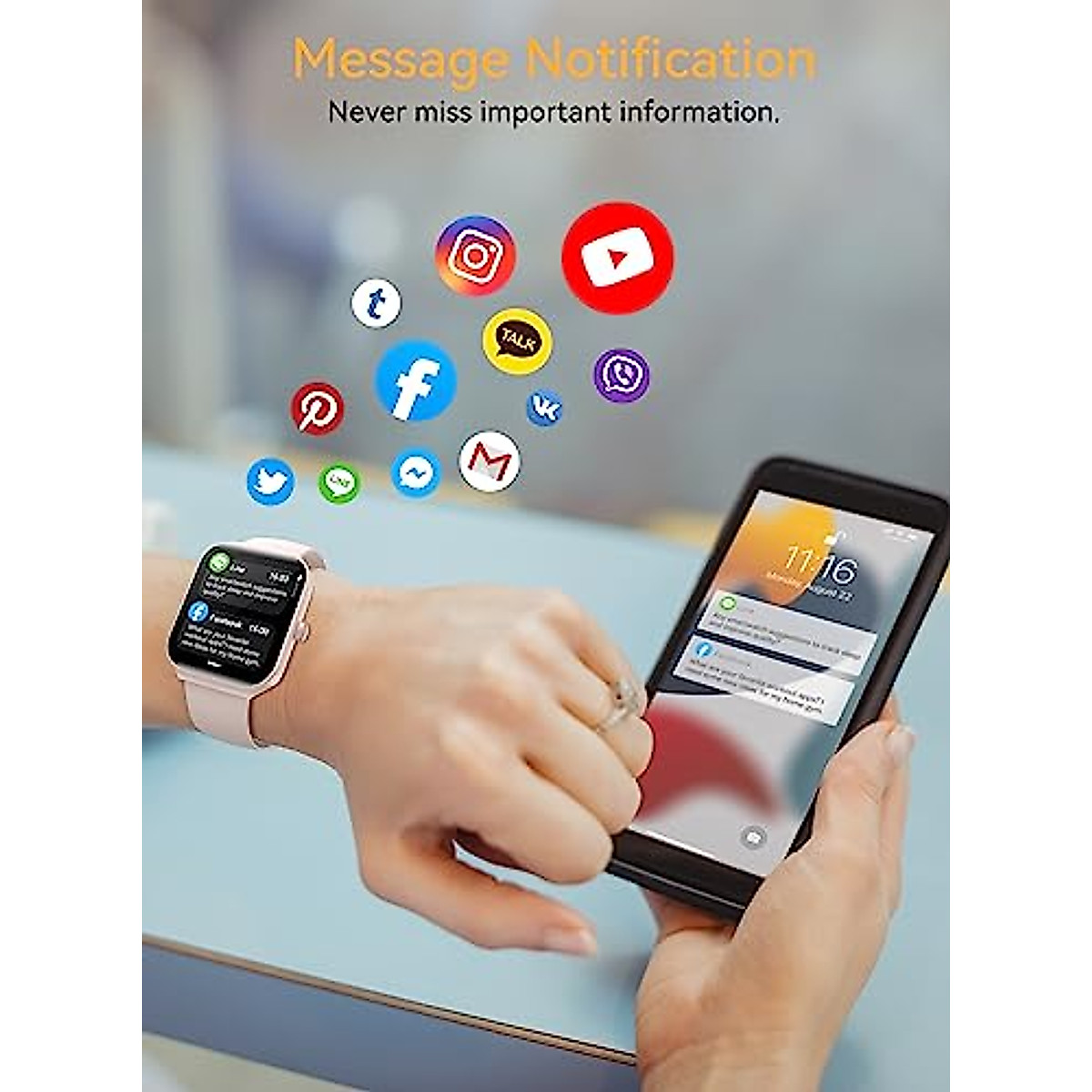 Quican Smart Watch for Women, Health Fitness Watch iPhone Android Compatible, Activity Tracker with Heart Rate/Sleep Monitor/Step Calorie Counter/1.95'' Screen, 100 Sports, IP68 Waterproof Watch