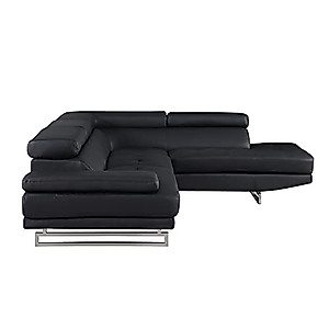 Blackjack Furniture Union Modern Leather Air Tufted Living Room Right Facing Sectional, Black