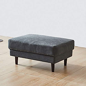 JULYFOX Dark Gray Fabric Sofa with Convertible Ottoman, L-Shaped 3-seat Corner Couch with Reversible Chaise Lounger Polyester Fabric for Living Room Office Club Small Spaces