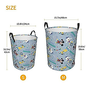 Ybovejuk Cute Large Laundry Basket fit Cartoon Character H4 Durable Waterproof Portable with Handle for Bedroom Room collapsible baskets Round Dirty Storage Clothes Circular hampers - M Black 4