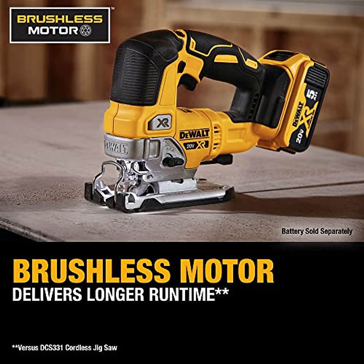 DEWALT 20V MAX XR Jigsaw, 3,200 Blade Speed, Cordless, Brushless Motor, LED Light, Bare Tool Only (DCS334B)