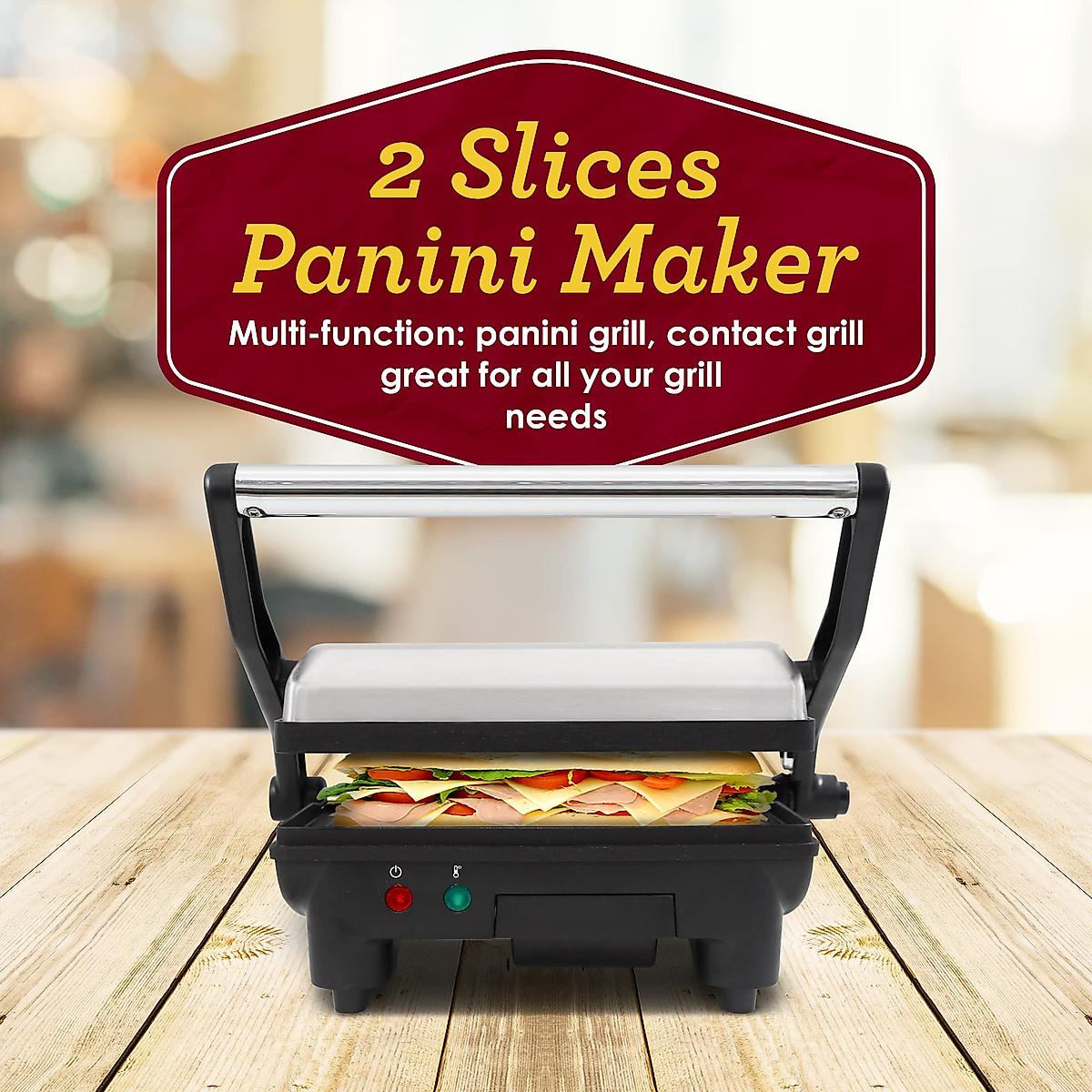 Elite Gourmet EPN-2976# 2-in-1 Nonstick Panini Press & Indoor Grill, Opens 180-Degree Gourmet Sandwich Maker, Floating Hinge Fits All Foods, Contact Grill with Removable Grease Tray