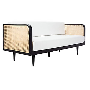 Safavieh Couture Helena French Mid-Century Black and Natural Rattan Daybed