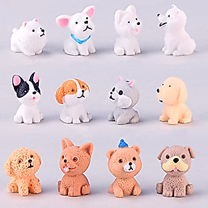 LONCESS Fairy Garden Accessories, 12 Pcs Dog Miniature Figurines, Realistic Animals Dog for Fairy Garden, Miniature Terrarium Crafts,Ornament for Home Office, Cake Toppers