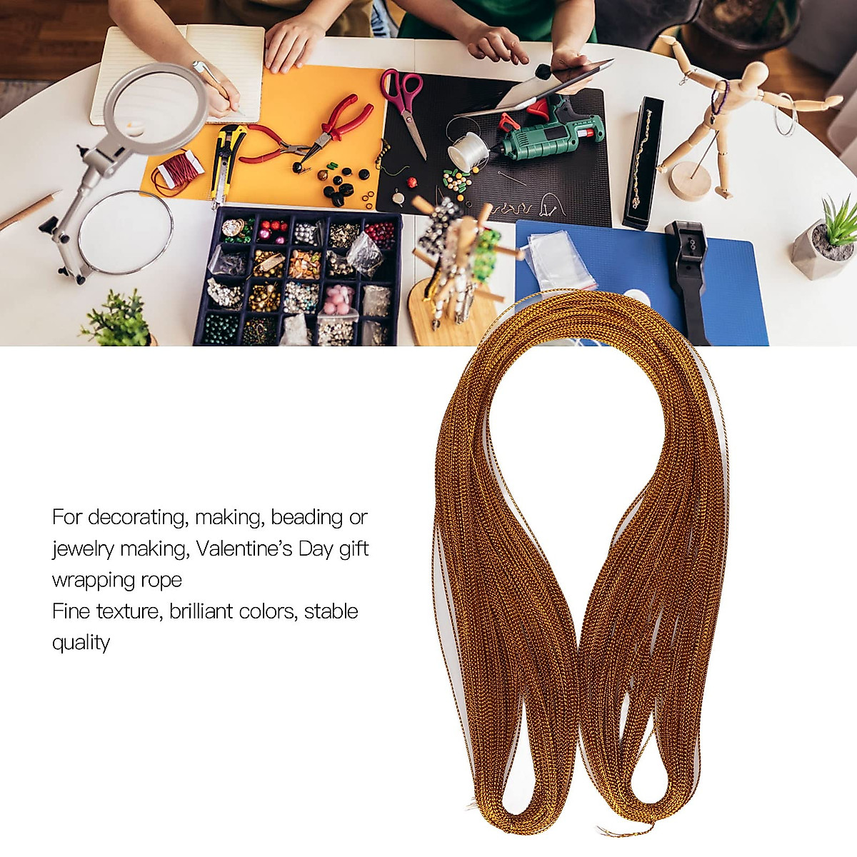 QANYEGN 5 Pack Metallic Thread, Metal Embroidery Thread Tag Wire, Embroidery Thread Set Suitable for Embroidery, Bracelet Making and Jewelry Crafts, 100 Yards per Pack(ld)