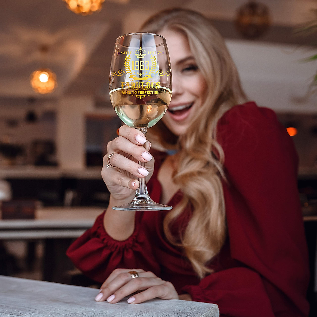 Kies®GIFT 1963 Wine Glass Birthday Gift 60th Birthday Gifts for Women Old Man Gifts Happy Birthday Glasses Gift Ideas Wine Decanter Women Personalized Gifts Old Fashioned Glass Wine Glasses Wine