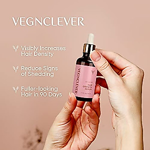 Vegnclever Hair Growth Serum - 100% Vegan Intensive Hair Gro Serum - Natural Hair Loss and Regrowth Treatment for Women & Men, Hair Thickening Products for Fuller-looking, Thicker and Healthier Hair, 50ML