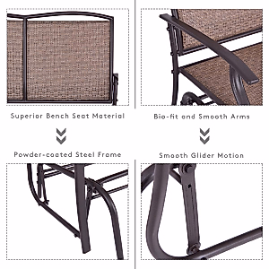 Giantex OP3100-New Patio Glider Bench, Brown 41.5"X28.0"X37"(LXWXH)